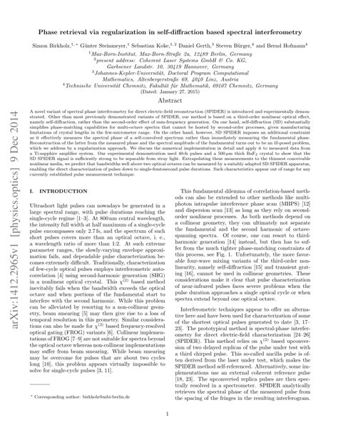 pdf phase retrieval via regularization in self diffraction based spectral interferometry