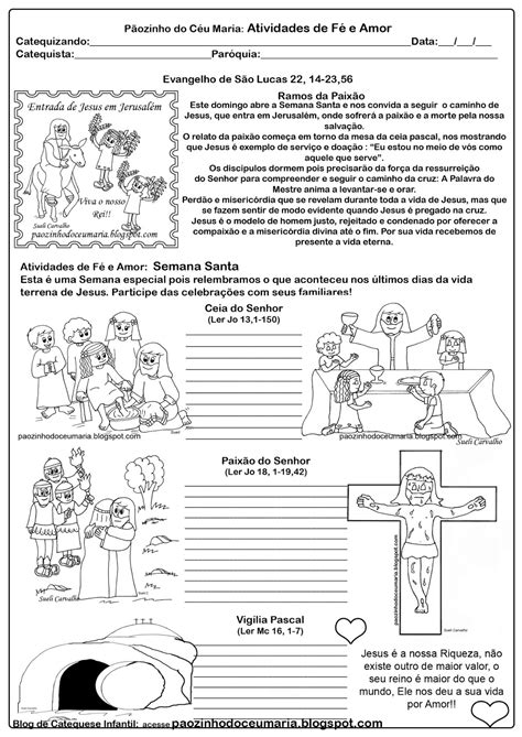 Pãozinho do Céu Domingo de Ramos Atividades para Catequese