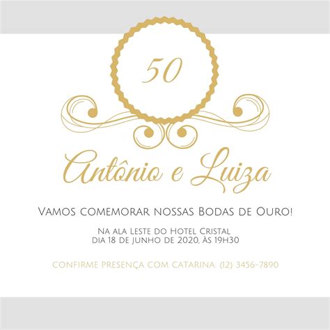 Crie E Edite O Seu Convite De Bodas De Ouro Canva