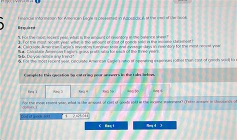 Solved Financial Information For American Eagle Is Presented Chegg