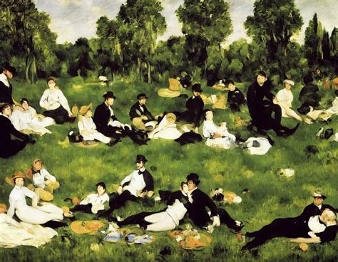 Le Dejeuner Sur L Herbe Manet Very Close Up Detailed Stable