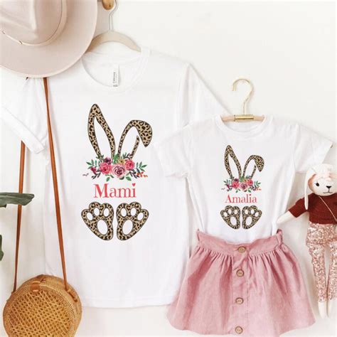 Set Tricouri Mama si Fiica Iepuraș tigrat de Paște Uniq gift ro