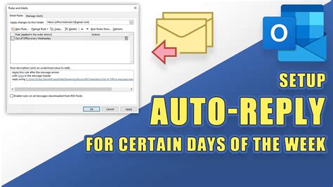 Outlook Setup A Recurring Out Of Office Reply For Certain Days Of The