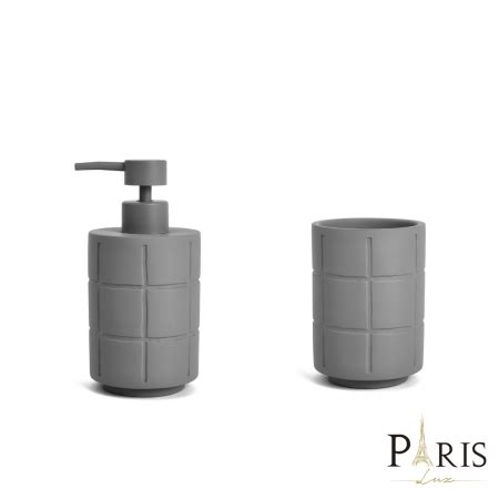 Kit Lavabo Banheiro 2 Peças Porta Sabonete Escovas Cimento Cinza Mart