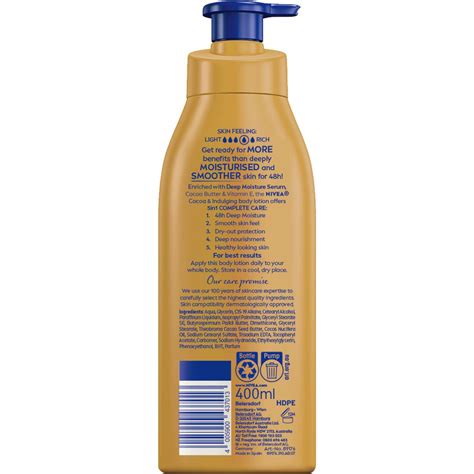 Nivea Cocoa Butter Body Lotion 48 Hour Deep Moisturiser 400ml Woolworths