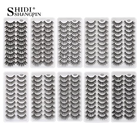 SHIDISHANGPIN 10 False Eyelashes Handmade Soft 3D Mink Eye Lashes