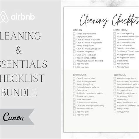 Airbnb Cleaning Checklist Canva Editable Housekeeping Cleaning Planner