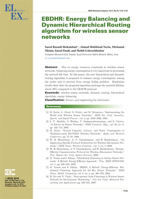 pdf ebdhr energy balancing and dynamic hierarchical routing algorithm for wireless sensor