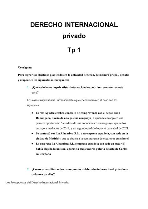 Tp1 Internacional Privado DERECHO INTERNACIONAL Privado Tp 1