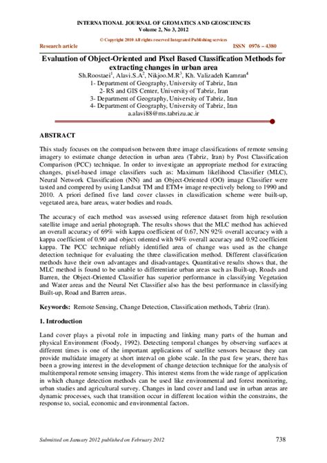 pdf evaluation of object oriented and pixel based classification methods ali alavi