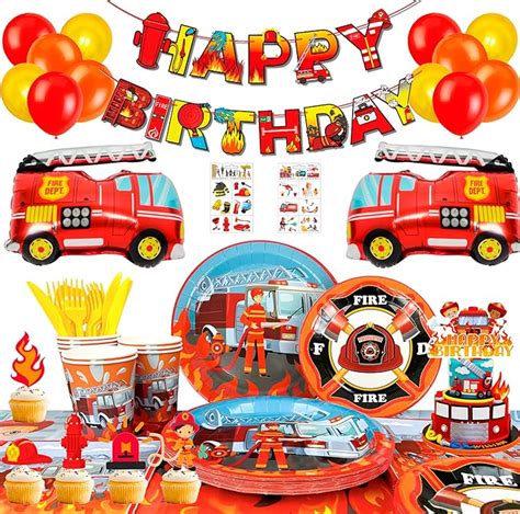 Amazon Fire Truck Birthday Party Supplies 155pcs Fire Truck