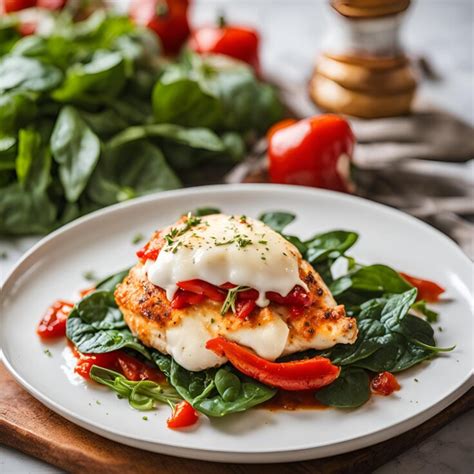 Roasted Red Pepper Spinach And Mozzarella Stuffed Chicken Recipe