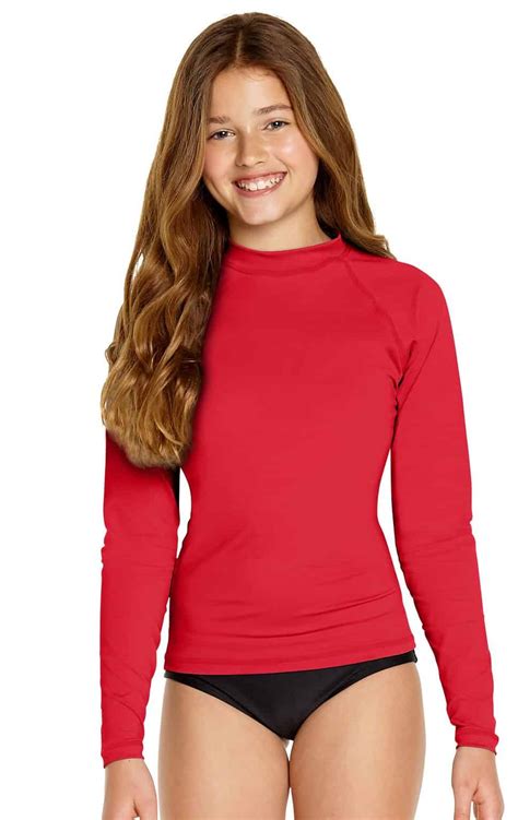 Girl S Long Sleeve Rash Guard Red Wet Effect Inc