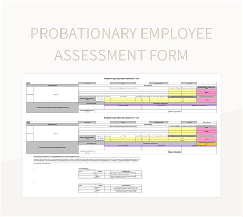 Probation Period Employee Assessment Form Excel Template And Google