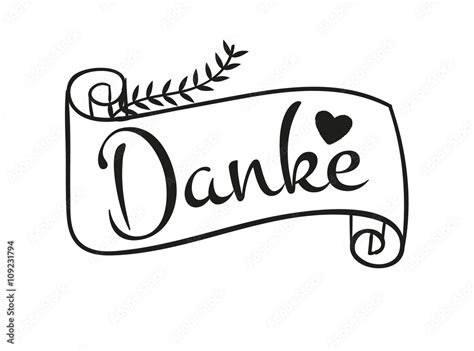 Danke Banner Mit Herz Vektor Isoliert Stock Vector Adobe Stock