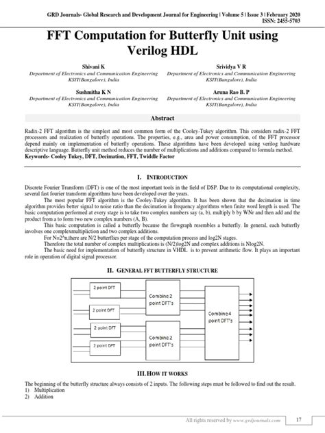 fft computation for butterfly unit using verilog hdl pdf fast fourier transform algorithms