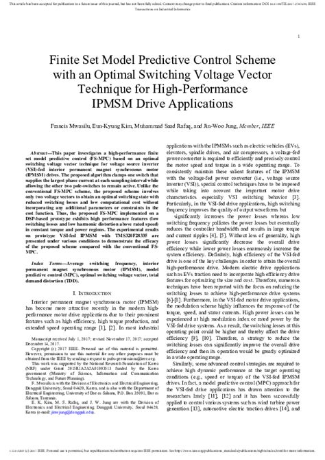 pdf smallest control invariant set and error boundaries of fcs mpc for pmsm matthias preindl