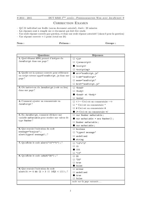examen javascript corrigé