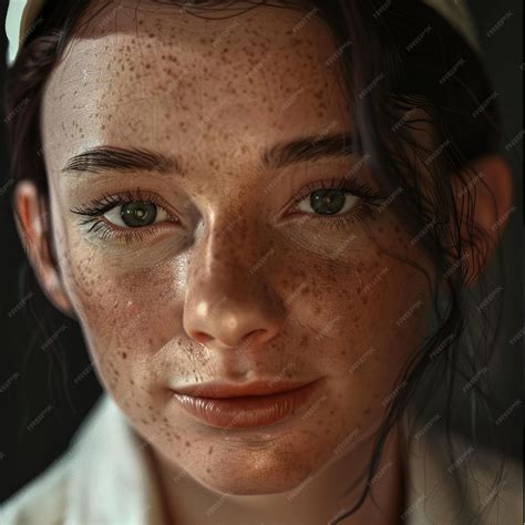 Premium Photo A Woman With Freckles On Her Face And The Word Freckles On The Face