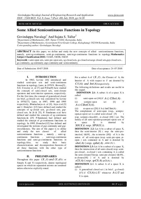 pdf some allied semicontinuous functions in topology ijera journal