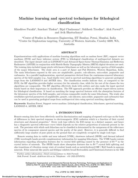 pdf machine learning and spectral techniques for lithological classification