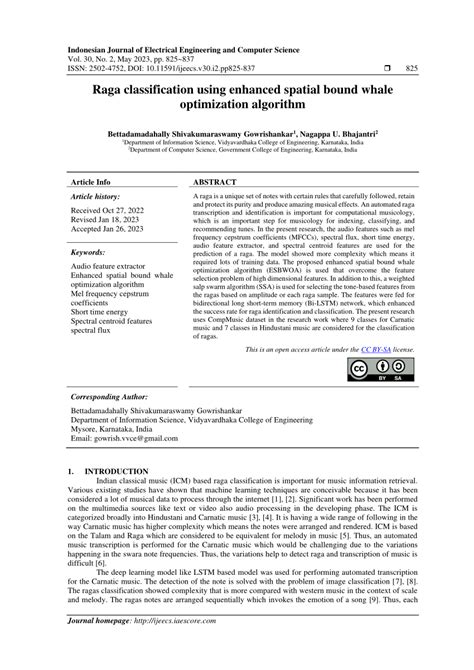 pdf raga classification using enhanced spatial bound whale optimization algorithm