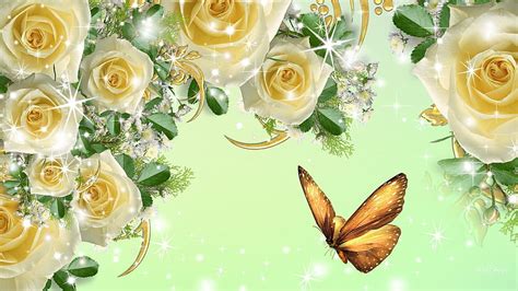 Yellow Rose With Butterfly