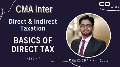 Basics Of Direct Tax Part 1 CMA Inter Direct Indirect Taxation