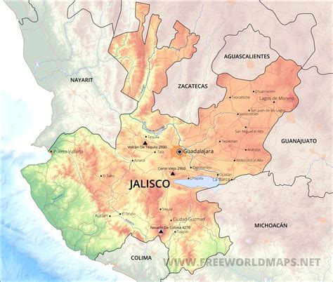 Detailed Map Of Jalisco Mexico