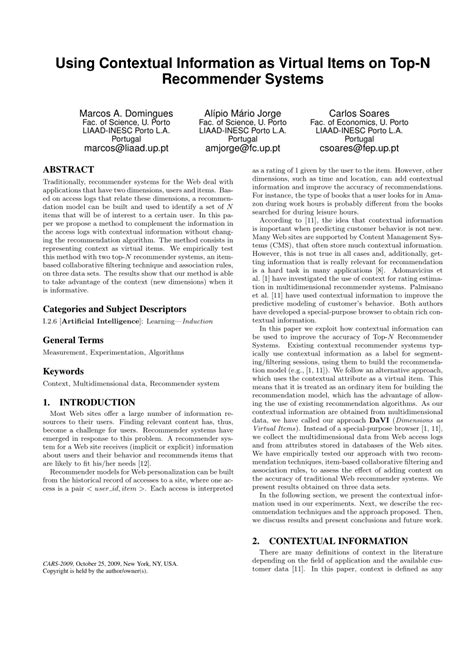 pdf using contextual information as virtual items on top n recommender systems
