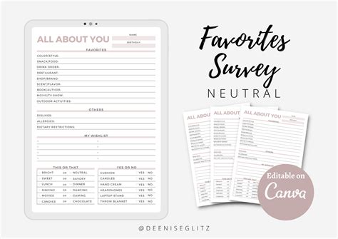 NEUTRAL Employee Favorites List Template My Favorite Things Getting