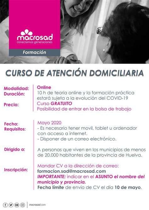 Curso gratuito de atención domiciliaria