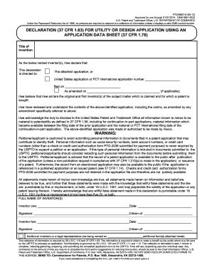 Fillable Online Uspto New Oct Sb A Doc Uspto Fax Email Print