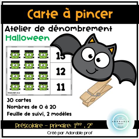 Carte à pincer Halloween Dénombrement 0 à 20