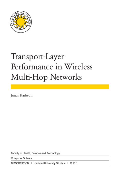 pdf transport layer performance in wireless multi hop networks jonas karlsson