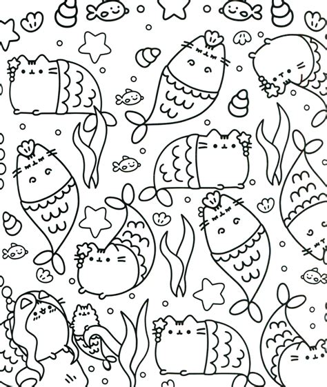 Kolorowanka Syrenka Pusheen Pobierz wydrukuj lub pokoloruj online już
