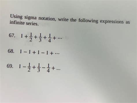 solved using sigma notation write the following expressions