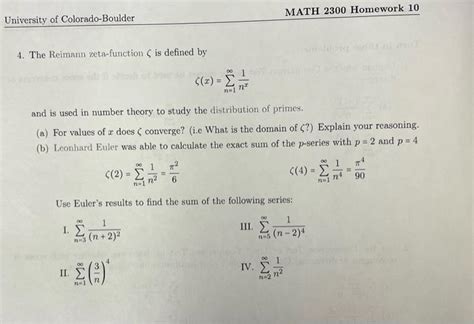 solved 4 the reimann zeta function ζ is defined by