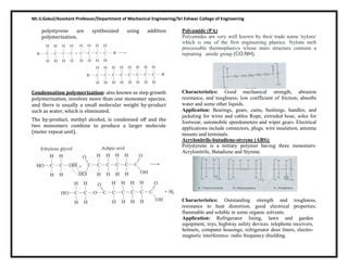 ME6403 EMM Polymer Types And Polymer Synthesis PPT