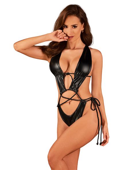 Czarne Body Z Otwartym Krokiem Bielizna Bielizna Erotyczna Body Z