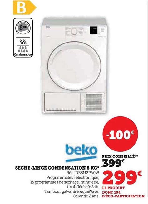 Promo S Che Linge Condensation Kg Beko Chez Super U Icatalogue Fr