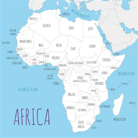 Ejemplo Político Del Vector Del Mapa De África Aislado En El Fondo