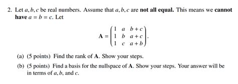 solved 2 let a b c be real numbers assume that a b c are
