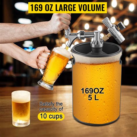 VEVOR Sistema de Mini Barril de Cerveza a Presión 5L Negro Grifo de