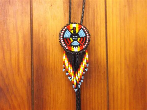 Thunderbird Bolo Tie By Deancouchie On Etsy Native American Beadwork Bead Work Bolo Tie