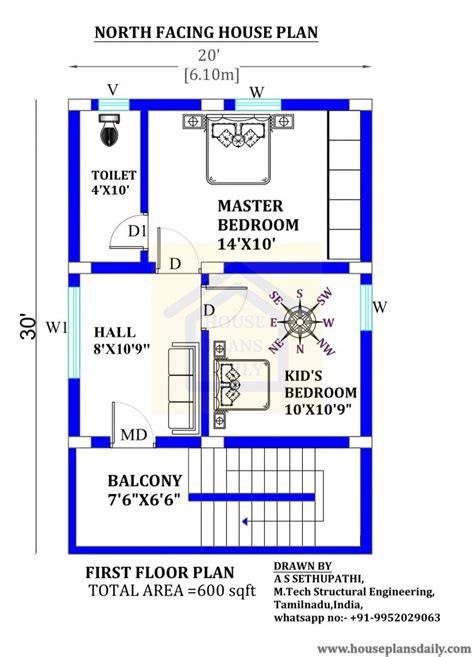 20x30 Best North Facing House Plan With Vastu House Designs And Plans
