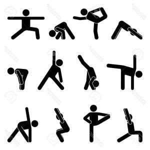 Photostock Vector Simple Stylized Yoga Poses Icon Set Stick Figures In