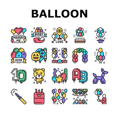 Conjunto de iconos de colección de decoración de globos vector Vector