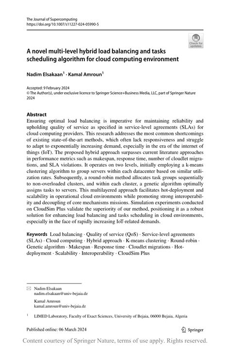 a novel multi level hybrid load balancing and tasks scheduling algorithm for cloud computing