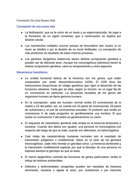 Formación De Una Nueva Vida Formación De Una Nueva Vida Concepción de